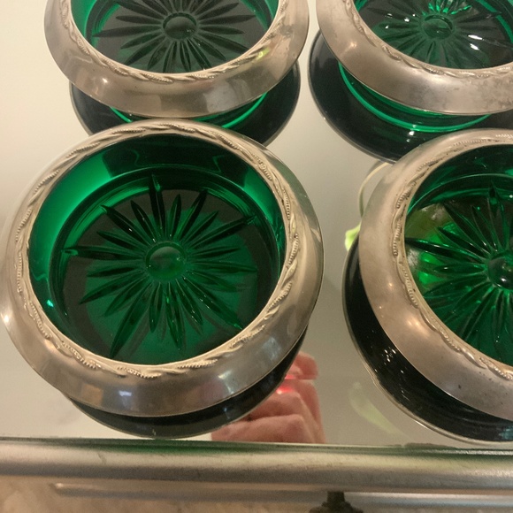 Vintage | Dining | Vintage Emerald Green Glass Designer Sterling Silver ...